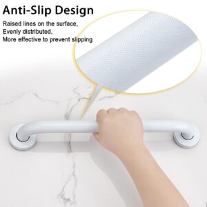 Sumnacon 16 Inch Anti-Slip Grip Bath Grab Bar - Sturdy Stainless Steel Shower Handle with Screws, Safety Handicap Shower Bar for Bathtub Toilet Bathroom Kitchen Stairway Handrail, White