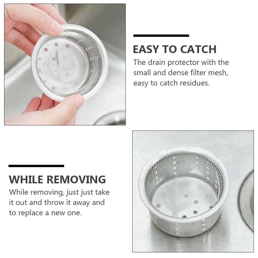 Cabilock Fine Mesh Strainer Bags 200pcs Sink Filter Bag Elastic White The Bath Kitchen Mesh Bag