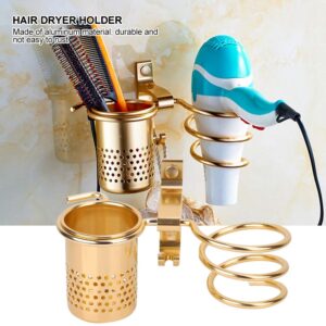 Gold Blow Dryer Holder Wall Mount, wall mount hair dryers, Hair Dryer Rack, Punching Bathroom Hair Dryer Holder Stand Wall Mounted Organizer Multipurpose Rack, Space Aluminum (Matte-c8)