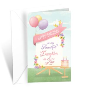 prime greetings happy birthday card for daughter-in-law, made in america, eco-friendly, thick card stock with premium envelope 5in x 7.75in, packaged in protective mailer