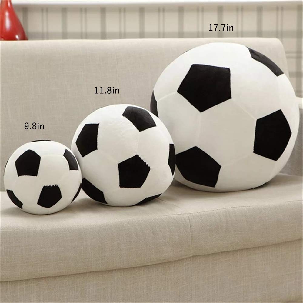 AOQI Fluffy Stuffed Toy Soccer Ball Plush Pillow Soft Durable Stuff Soccerball Gift for Kids Boy Baby (Black -White,7.8inch/20cm)