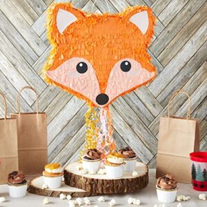 BLUE PANDA Pull String Fox Pinata for Woodland Baby Shower Decorations, Birthday Party (Small, 16 x 13 x 3 In)