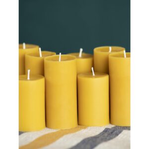 CANDWAX Pure Beeswax Pillar Candles 1.8x3 inch Set of 3 - Yellow 25 Hours Burning Handmade Candles - Smokeless Pure Bees Wax Candles Home Decor Natural Candles