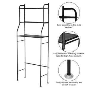 Volowoo 3-Tier Toilet Bathroom Rack,Toilet Storage Rack, Over-The-Toilet Bathroom Spacesaver - Steel and Easy to Assemble (Black)