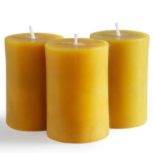 CANDWAX Pure Beeswax Pillar Candles 1.8x3 inch Set of 3 - Yellow 25 Hours Burning Handmade Candles - Smokeless Pure Bees Wax Candles Home Decor Natural Candles