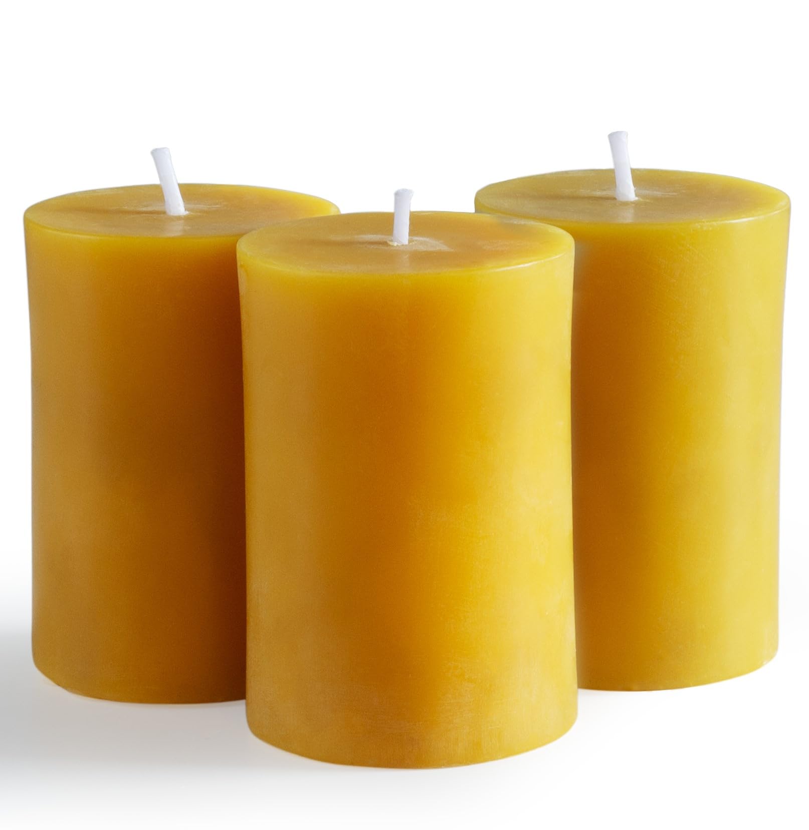 CANDWAX Pure Beeswax Pillar Candles 1.8x3 inch Set of 3 - Yellow 25 Hours Burning Handmade Candles - Smokeless Pure Bees Wax Candles Home Decor Natural Candles