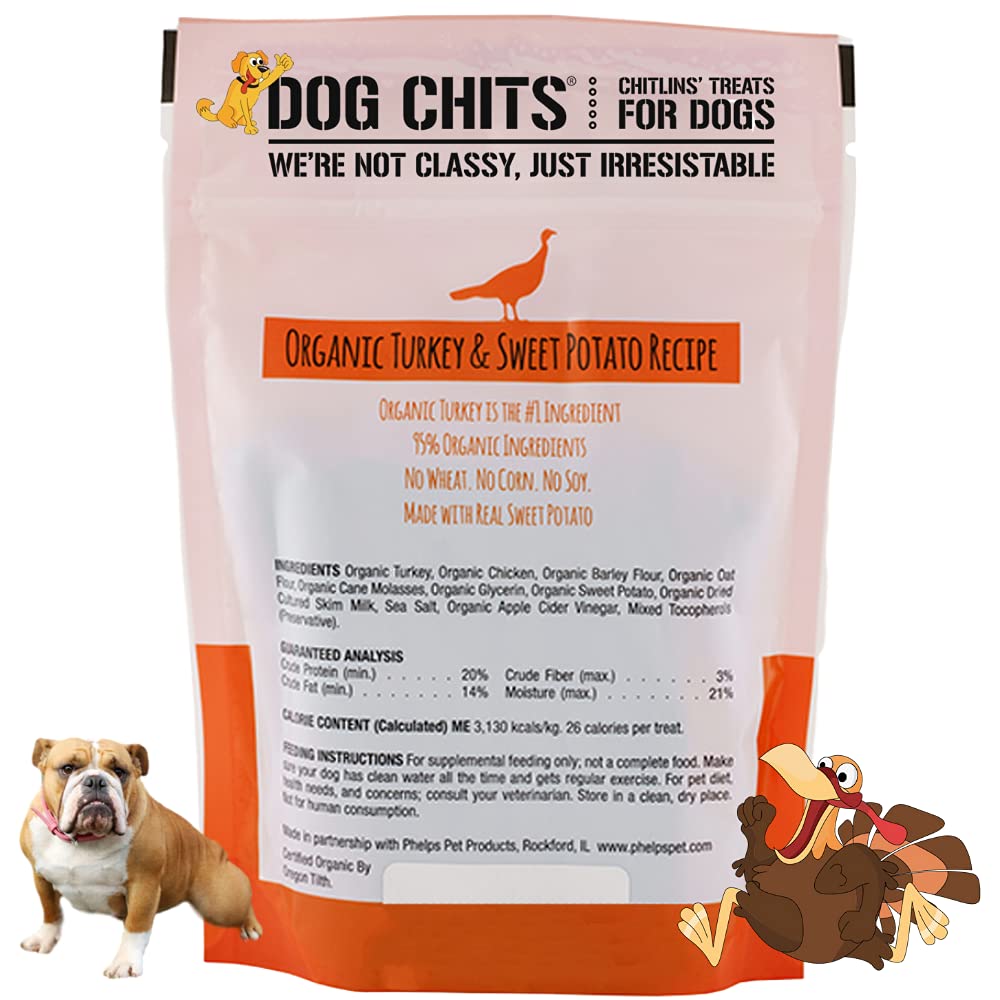 Dog Chits Turkey and Sweet Potato Soft Chew for Dogs - Dog and Puppy Chews | Made in USA | Organic Turkey | All-Natural Treats | Large & Small Dogs | Organic Sweet Potato | 4 oz.