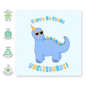 CENTRAL 23 - Cute Birthday Card for Him - 'Happy Birthday Unclesaurus' - Uncle Birthday Card - Fun Birthday Card - Comes with Cute Stickers