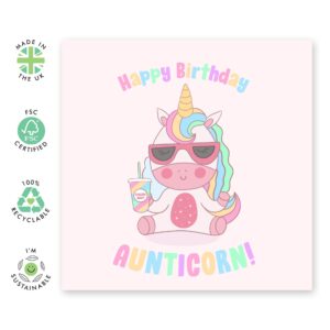 CENTRAL 23 - Cute Birthday Card for Her - 'Happy Birthday Aunticorn' - Auntie Birthday Card - Sweet Birthday Card for Aunt - Comes with Cute Stickers