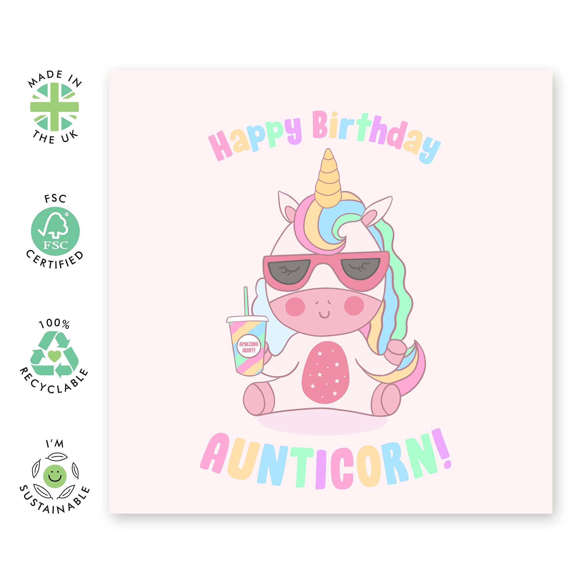 CENTRAL 23 - Cute Birthday Card for Her - 'Happy Birthday Aunticorn' - Auntie Birthday Card - Sweet Birthday Card for Aunt - Comes with Cute Stickers