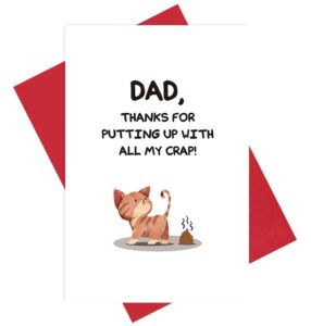 alzombi funny cat father's day card from daughter son, cute cat birthday card for dad, thank you card for daddy