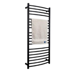 bathroom electric towel warmer, intelligent 20-bar wall mounted heated towel rack, modern 304 stainless steel heated towel rail with on/off switch, 173w,black,hardwired