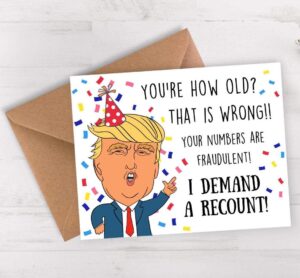 balor trump birthday card bday card card for her card for him birthday trendy card gift funny card recount 4.25 x 5.5 folded cardstock greeting card