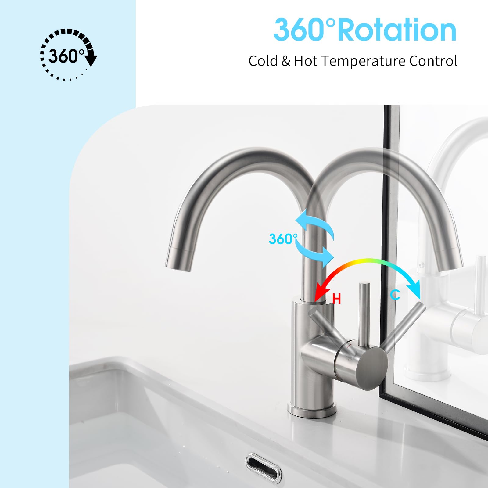 CREA Small Kitchen Faucet with Soap Dispenser,Brushed Nickel Bar Sink Faucet Single Hole,High Arc Single Handle Utility Faucet for Laundry Sink RV Outdoor Pre Wet Bar