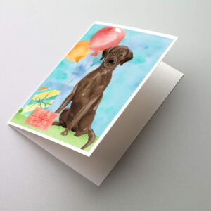 caroline's treasures ck3234gca7p happy birthday chocolate labrador retriever greeting cards and envelopes pack of 8 blank cards with envelopes whimsical a7 size 5x7 blank note cards