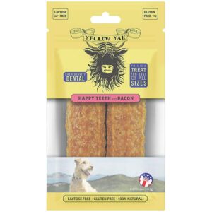 yellow yak happy teeth dental cheese chew | usa made | lactose - soy - grain - gluten free | for all dogs | 2 dental chews | real cheese & bacon flavor