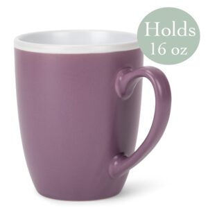 Elanze Designs Solid Color Purple White Interior 16 ounce Matte Ceramic Mugs Matching Set of 4