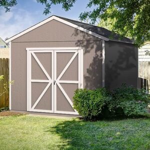 handy home products rookwood 10x12 do-it-yourself wooden storage shed with floor brown