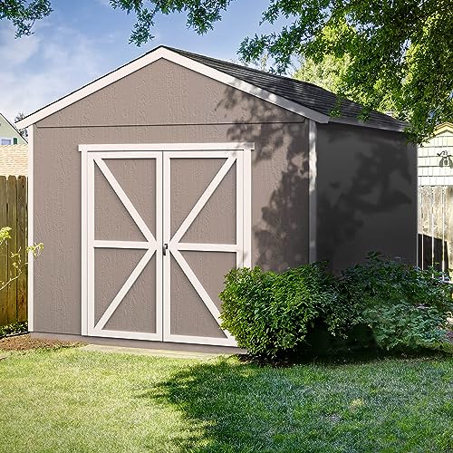 Handy Home Products Rookwood 10x12 Do-It-Yourself Wooden Storage Shed with Floor Brown