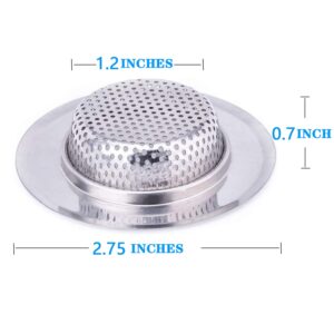 2PCS Kitchen Sink Strainer 2.75" Diameter - Stainless Steel Kitchen Sink Basket Strainer, Metal Drain Strainer Fits Most American Kitchen Sinks, Bathroom Bathtub, Shower Drains