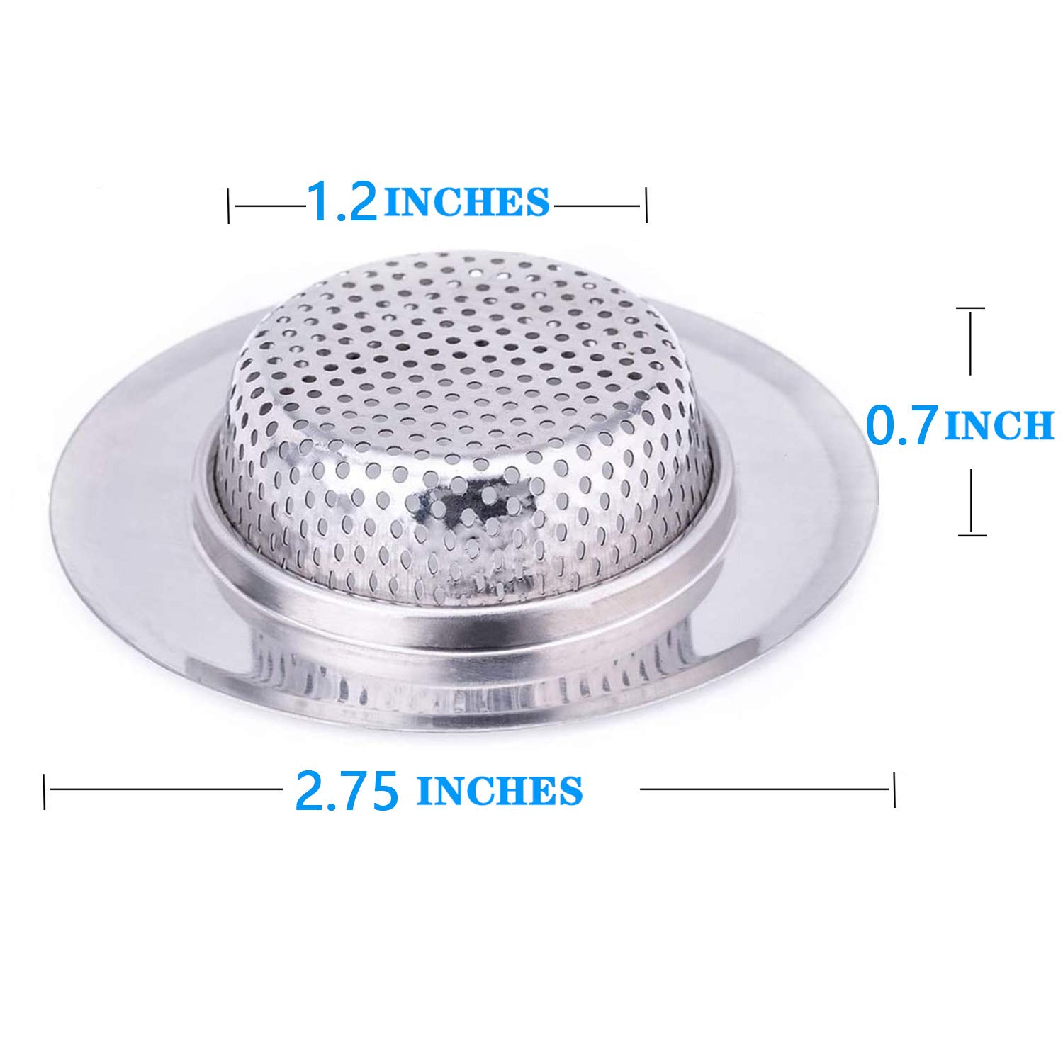 2PCS Kitchen Sink Strainer 2.75" Diameter - Stainless Steel Kitchen Sink Basket Strainer, Metal Drain Strainer Fits Most American Kitchen Sinks, Bathroom Bathtub, Shower Drains