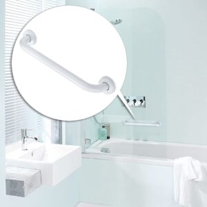 Sumnacon 16 Inch Anti-Slip Grip Bath Grab Bar - Sturdy Stainless Steel Shower Handle with Screws, Safety Handicap Shower Bar for Bathtub Toilet Bathroom Kitchen Stairway Handrail, White