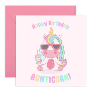 central 23 - cute birthday card for her - 'happy birthday aunticorn' - auntie birthday card - sweet birthday card for aunt - comes with cute stickers