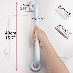 Sumnacon 16 Inch Anti-Slip Grip Bath Grab Bar - Sturdy Stainless Steel Shower Handle with Screws, Safety Handicap Shower Bar for Bathtub Toilet Bathroom Kitchen Stairway Handrail, White