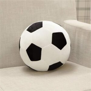 AOQI Fluffy Stuffed Toy Soccer Ball Plush Pillow Soft Durable Stuff Soccerball Gift for Kids Boy Baby (Black -White,7.8inch/20cm)