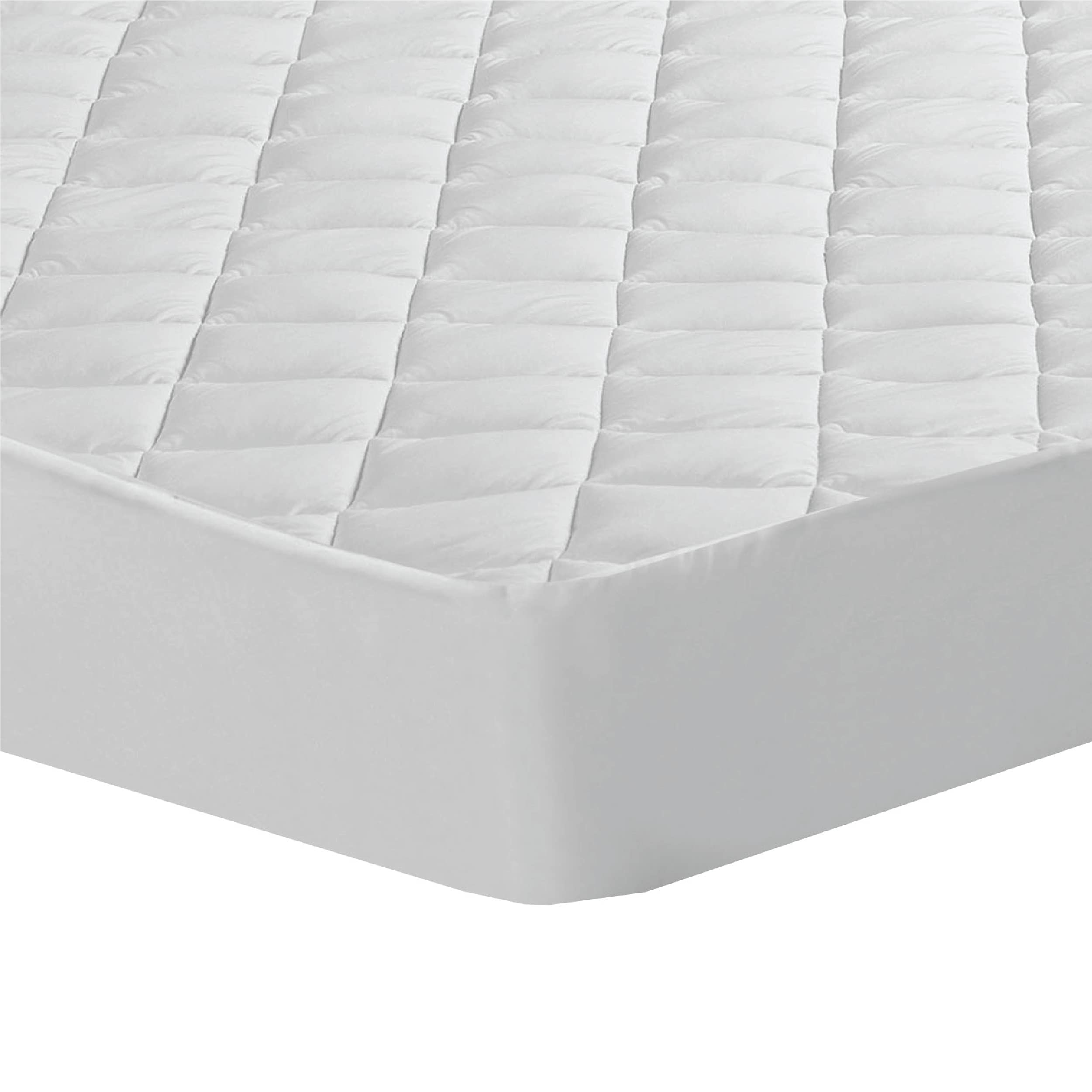 All-In-One Water-Resistant Performance Stretch Moisture Wicking Fitted Mattress Pad, Queen, White