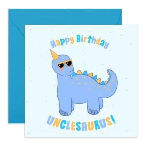 central 23 - cute birthday card for him - 'happy birthday unclesaurus' - uncle birthday card - fun birthday card - comes with cute stickers