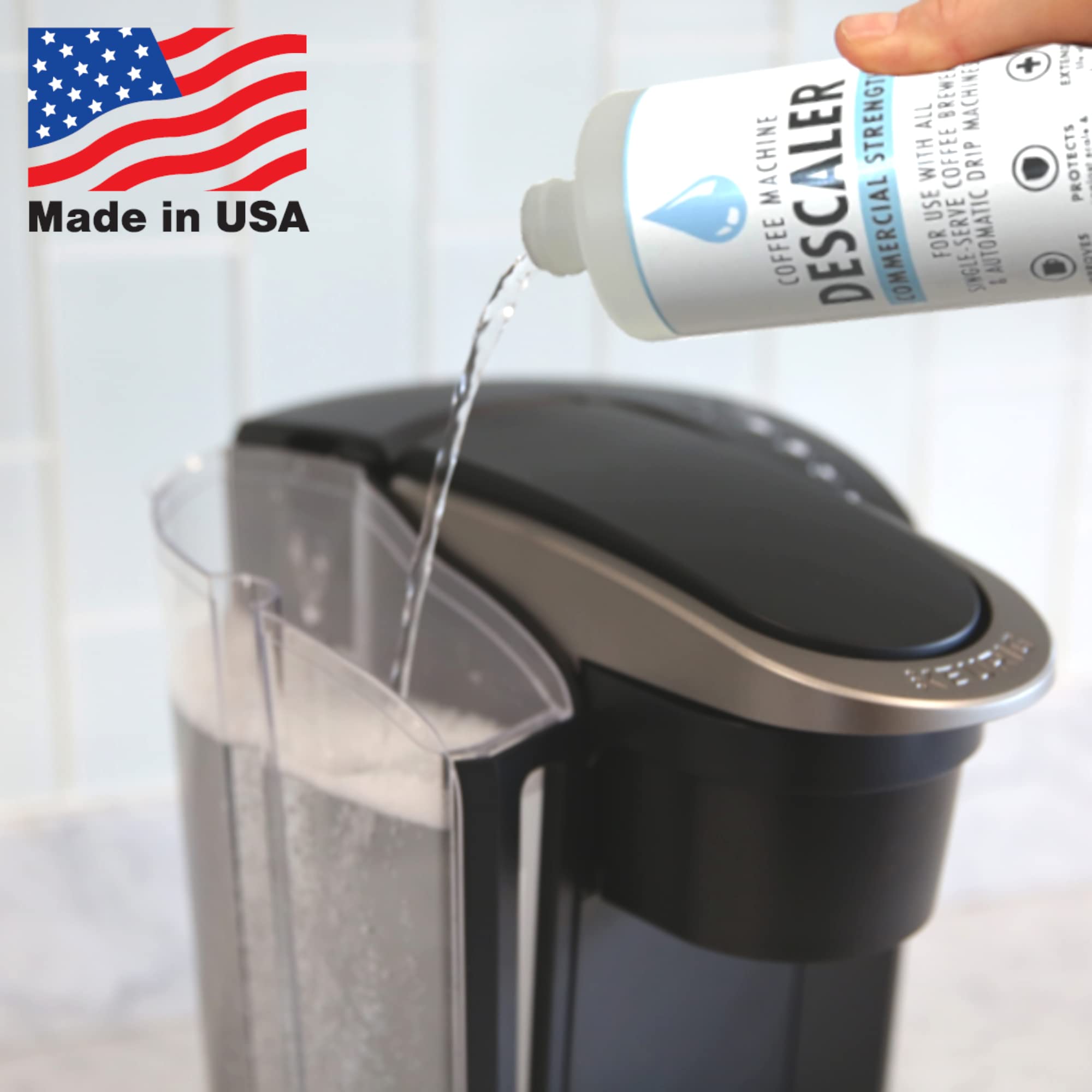 Descaler & Cleaner (12 Uses) - MADE IN USA - Descaling Solution for Keurig Brewers, Nespresso, Delonghi, Breville & All Coffee Makers & Espresso Machines