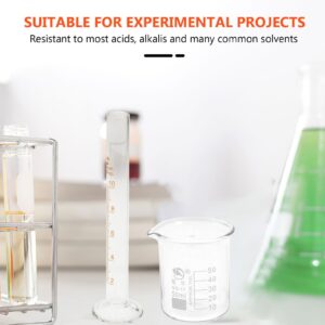 iplusmile 3pcs Lab Measuring Cylinder and Beakers Set 10ml Glass Lab Test Tube 50ml Glass Graduated Beakers Flask Measuring Cup Liquid Container Laboratory Supplies