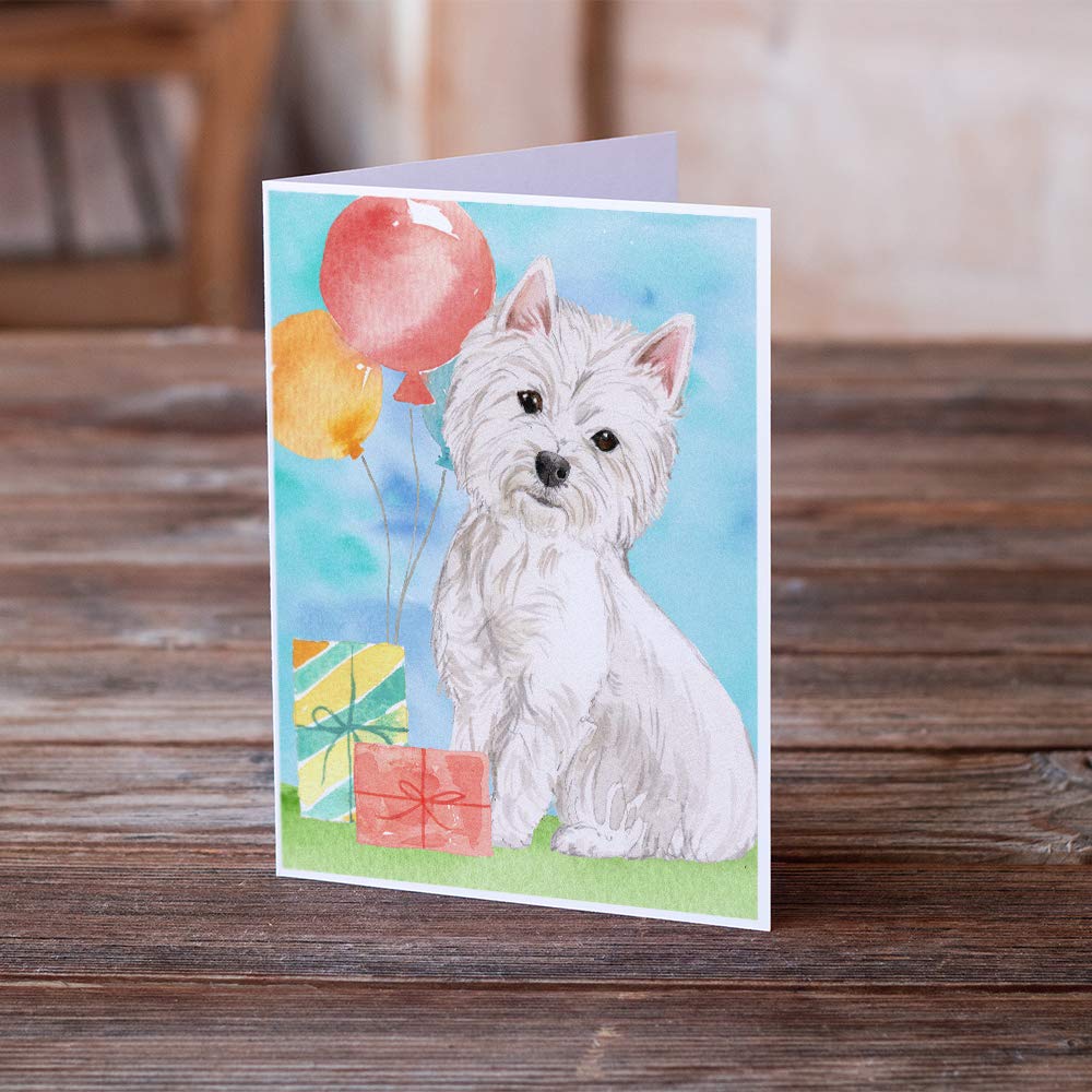 Caroline's Treasures CK3228GCA7P Happy Birthday Westie Greeting Cards and Envelopes Pack of 8 Blank Cards with Envelopes Whimsical A7 Size 5x7 Blank Note Cards