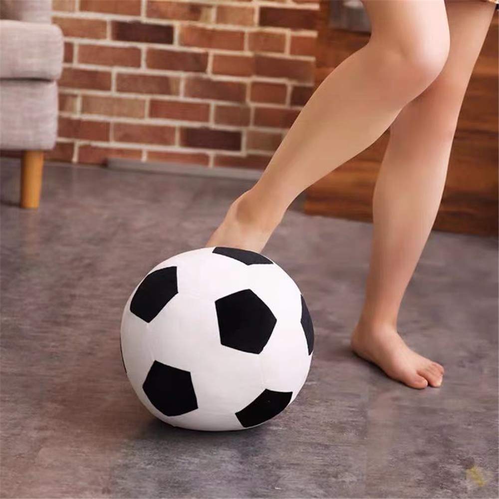 AOQI Fluffy Stuffed Toy Soccer Ball Plush Pillow Soft Durable Stuff Soccerball Gift for Kids Boy Baby (Black -White,7.8inch/20cm)