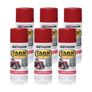 rust-oleum 280127-6pk specialty farm & implement spray paint, 12 oz, gloss international harvester red, 6 pack