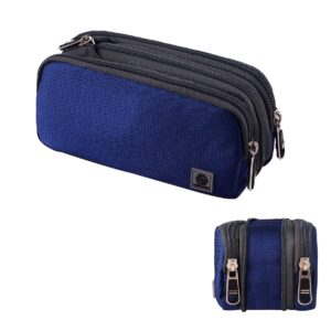 only warm pencil case soft fabric multi-function compartment,large-capacity navy blue 8.86 * 2.36 * 4.33