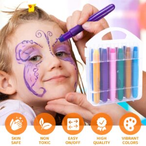 Face Paint Kit for Kids, 12 Colors Washable Halloween Cosplay Makeup Body Paint Sticks Crayons for kids&Adult Clown Face Makeup, Professional Face Painting Kit for Festivals Birthday Party