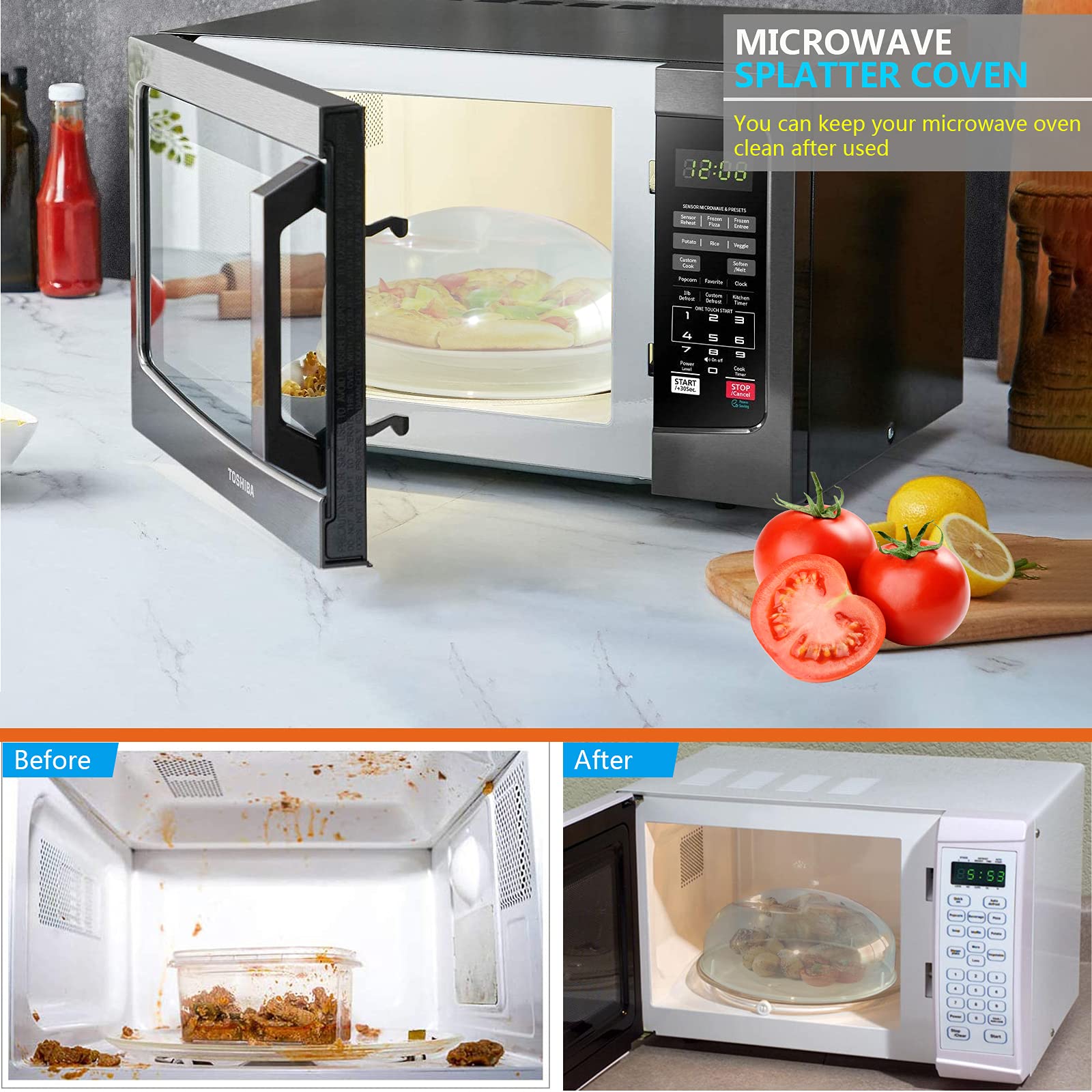 Microwave Splatter Cover, Microwave Cover for Food, Microwave Plate Cover Guard Lid with Steam Vents Keeps Microwave Oven Clean, 11.5 Inch BPA Free & Dishwasher Safe