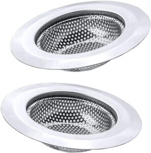 2pcs kitchen sink strainer 2.75" diameter - stainless steel kitchen sink basket strainer, metal drain strainer fits most american kitchen sinks, bathroom bathtub, shower drains