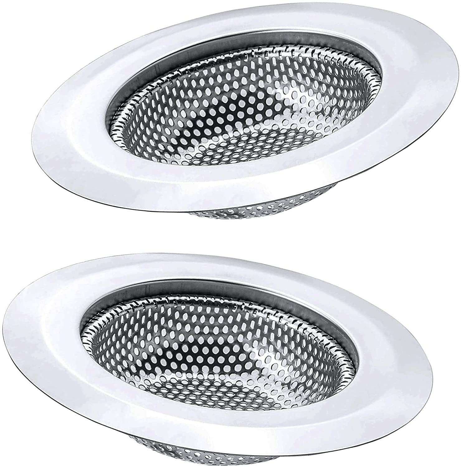 2PCS Kitchen Sink Strainer 2.75" Diameter - Stainless Steel Kitchen Sink Basket Strainer, Metal Drain Strainer Fits Most American Kitchen Sinks, Bathroom Bathtub, Shower Drains