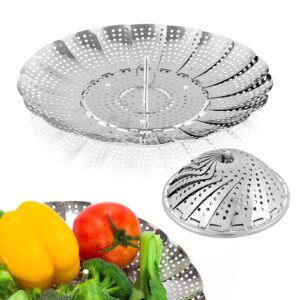 vegetable steamer basket, premium stainless steel veggie steamer basket - folding expandable steamers to fits various size pot small by sayfine (5.4" to 9.2")