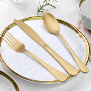 LIANYU 30 Piece Gold Silverware Set, Stainless Steel Gold Flatware Cutlery Set for 6, Fancy Kitchen Utensil Tableware Set for Home Restaurant Party, Satin Finish, Dishwasher Safe