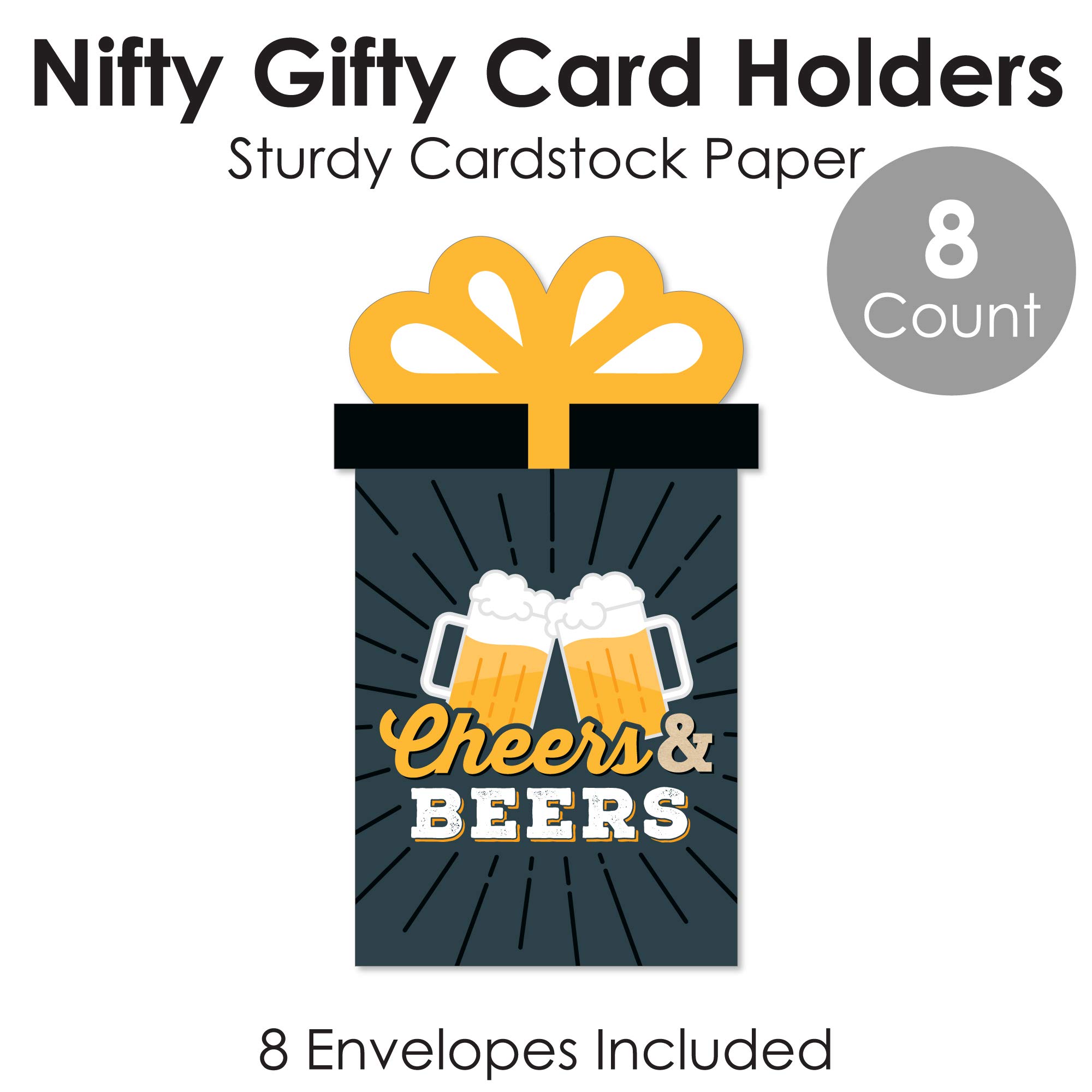 Big Dot of Happiness Cheers and Beers Happy Birthday - Birthday Party Money and Gift Card Sleeves - Nifty Gifty Card Holders - Set of 8