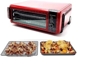 ninja sp101 foodi 8-in-1 air fry large toaster oven flip-away for storage dehydrate keep warm 1800w xl capacity (renewed) red