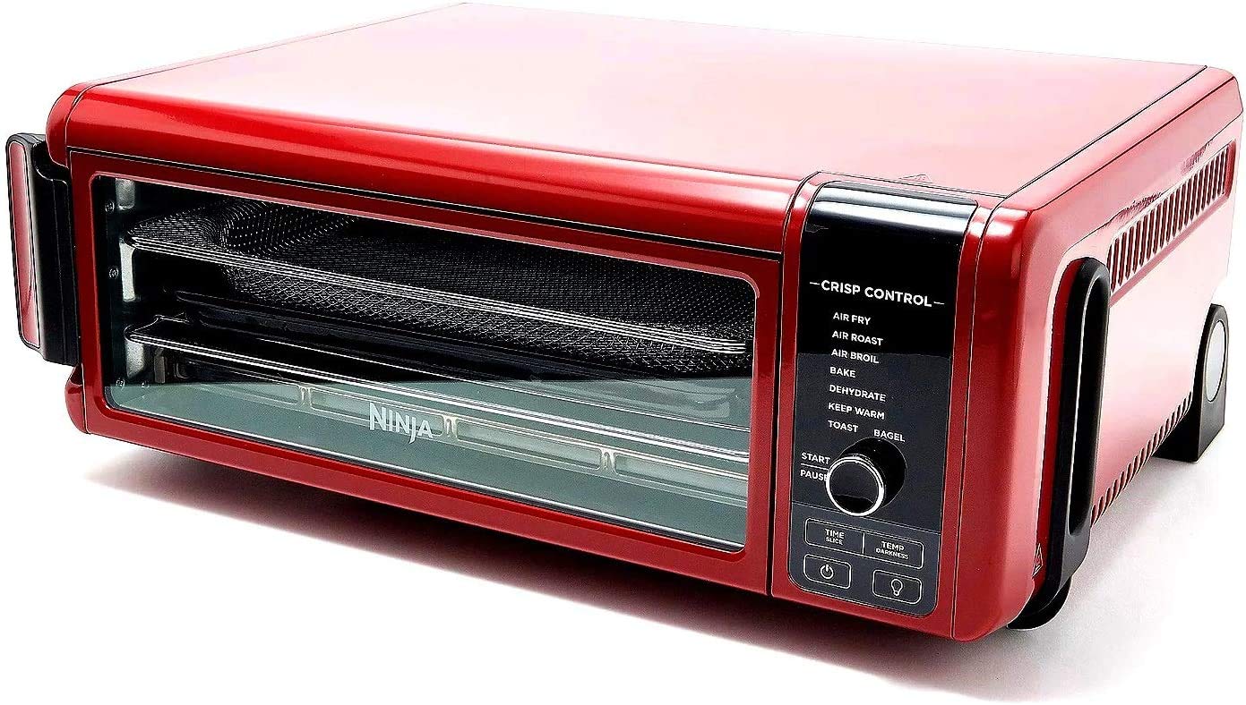 Ninja SP101 Foodi 8-in-1 Air Fry Large Toaster Oven Flip-Away for Storage Dehydrate Keep Warm 1800w XL Capacity (Renewed) RED