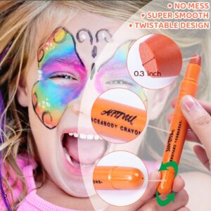 Face Paint Kit for Kids, 12 Colors Washable Halloween Cosplay Makeup Body Paint Sticks Crayons for kids&Adult Clown Face Makeup, Professional Face Painting Kit for Festivals Birthday Party