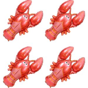 wdecorm 4pcs lobster balloons giant lobster foil balloons for birthday baby shower bridal shower bachelorette party nautical summer seafood lobster themed party decorations supplies, x-large, red