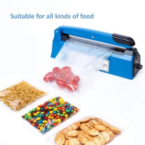 OCDLIVERER 8 Inch Impulse Bag Sealer.200mm Impulse Manual Sealer Heat Sealing Machine With 8 Gear Temperature Control Manual Poly Bag Heat Sealer