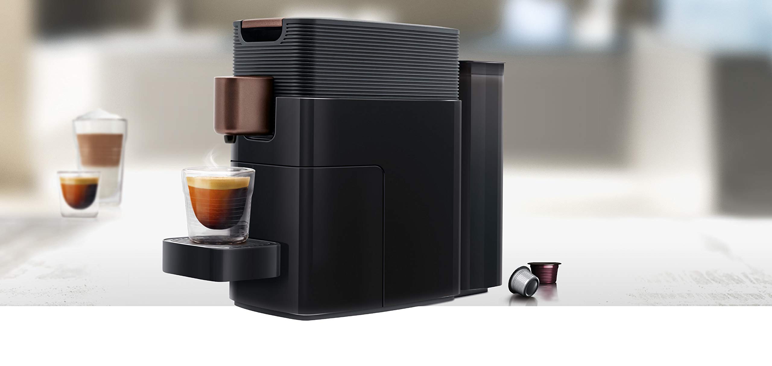 K-FEE® ONE Single Serve Pods Coffee, Espresso, Milk Machine (Black/Copper) | Mill Coffee and Starbucks® Verismo* Compatible